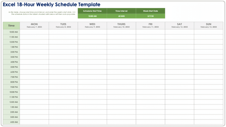 Free Hourly Schedule Templates: All Formats, Editable & Printable
