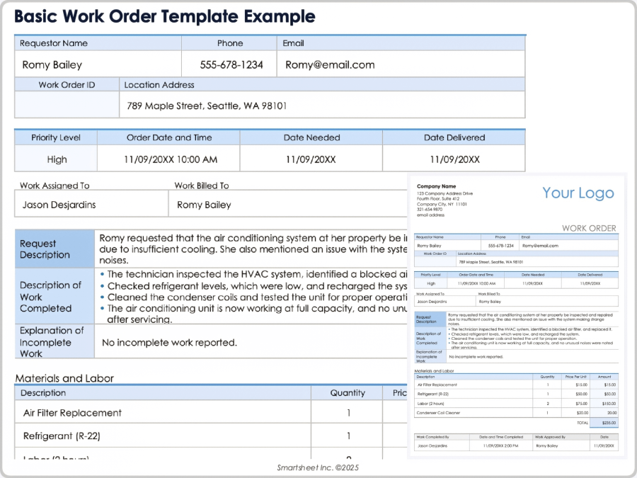 Free Work Order Forms & Templates: All Formats, Editable
