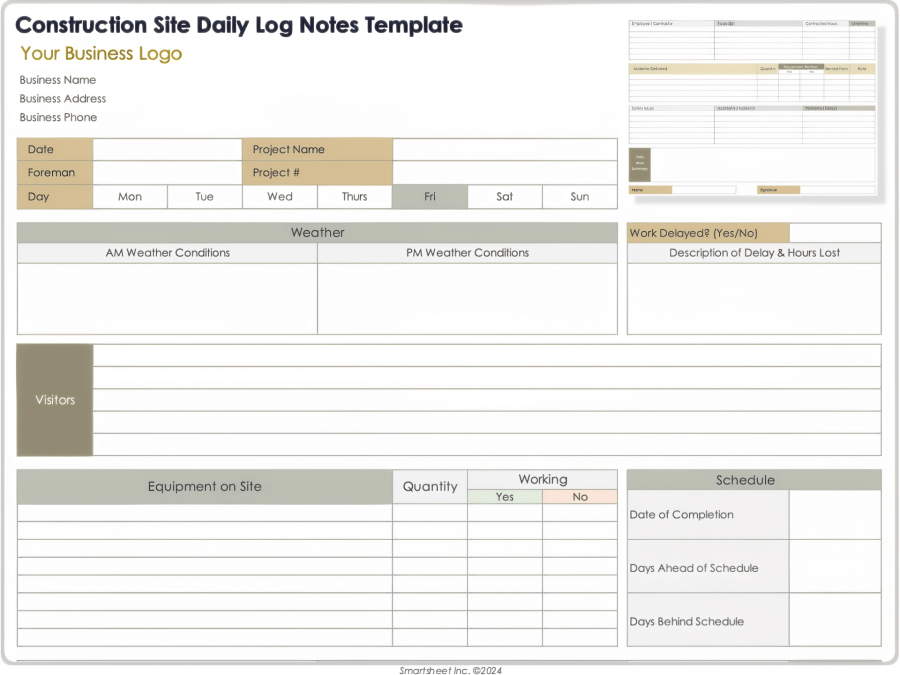 Free Construction Daily Log Templates: All Formats