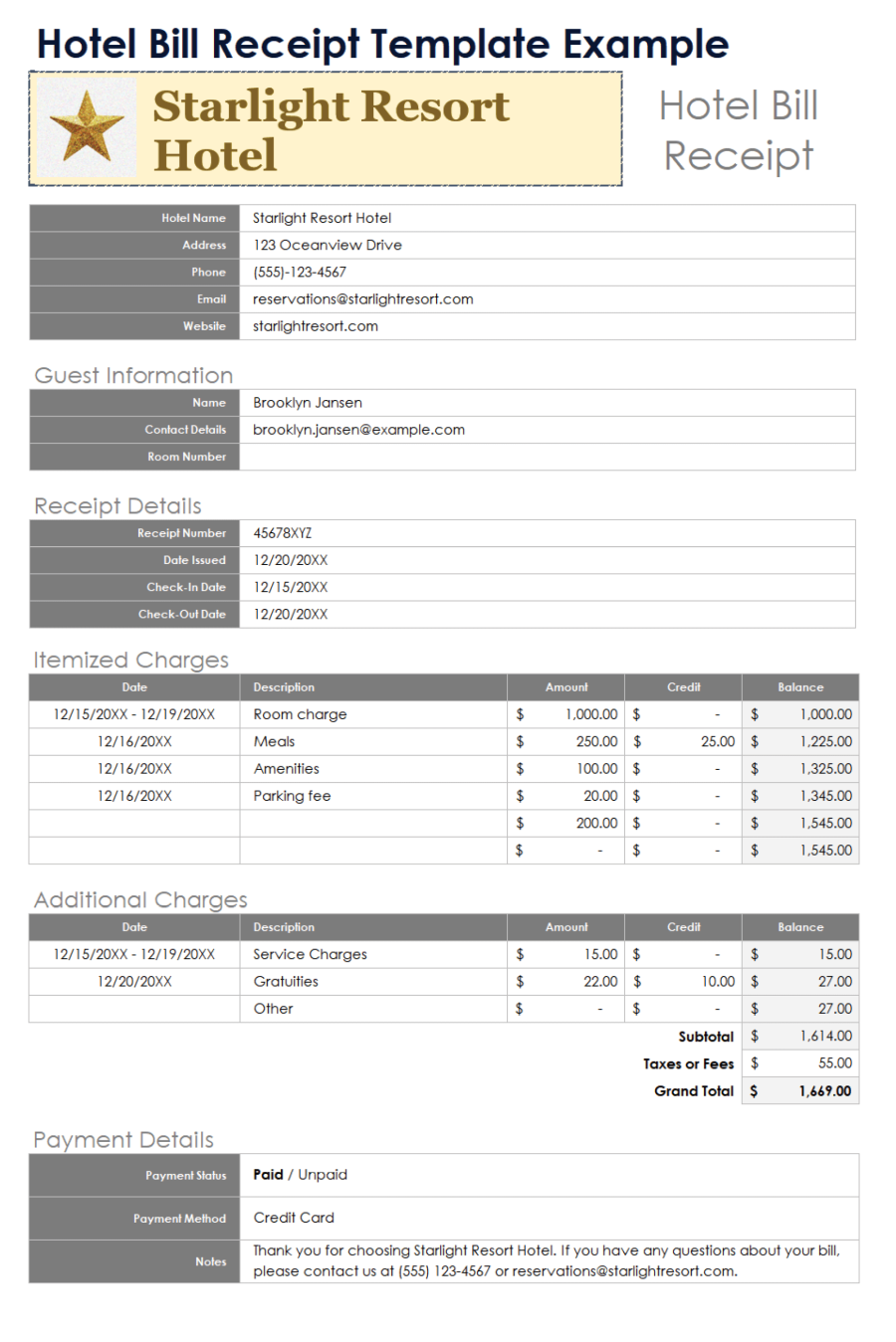 Free Hotel Receipt Templates: All Formats, All Types