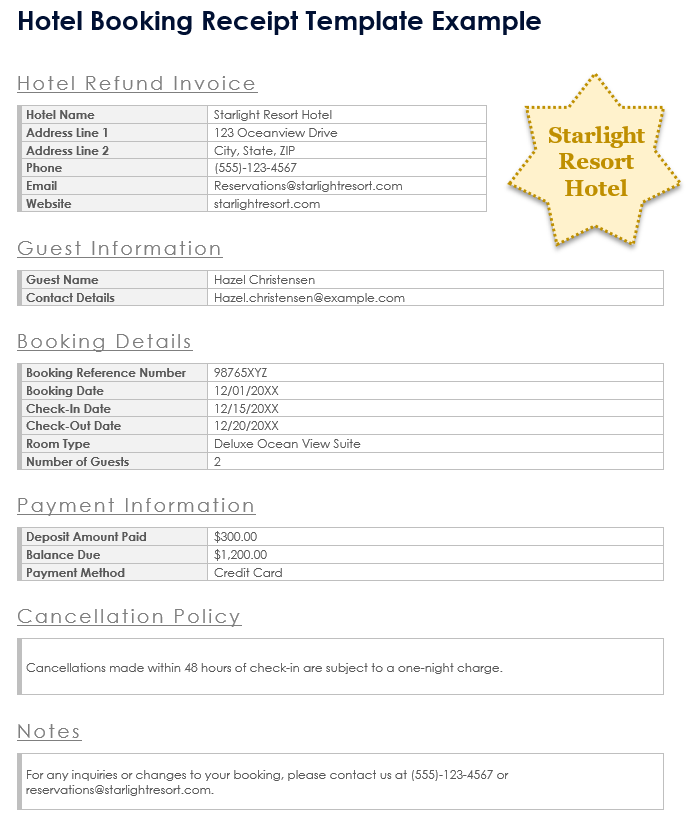 Free Hotel Receipt Templates: All Formats, All Types