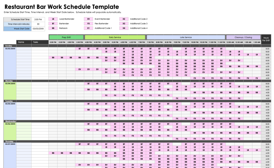 Free Restaurant Schedule Templates: All Types & Formats