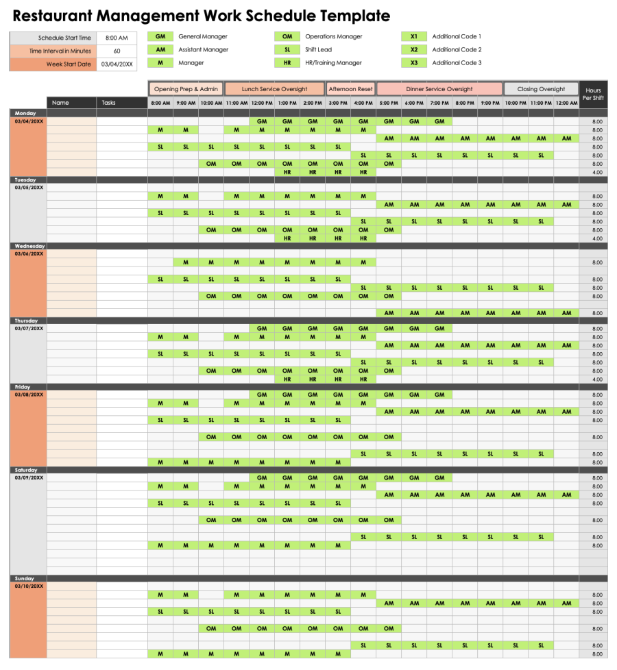 Free Restaurant Schedule Templates: All Types & Formats