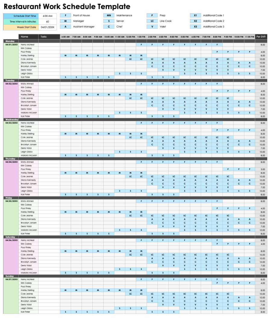 Free Restaurant Schedule Templates: All Types & Formats