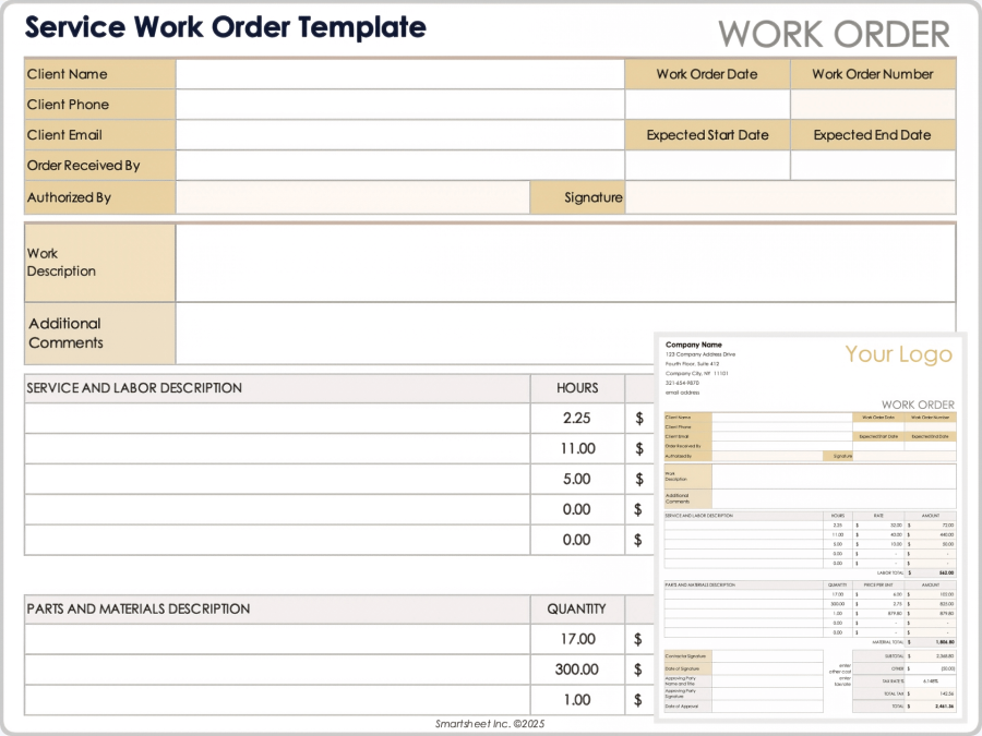 Free Work Order Forms & Templates: All Formats, Editable
