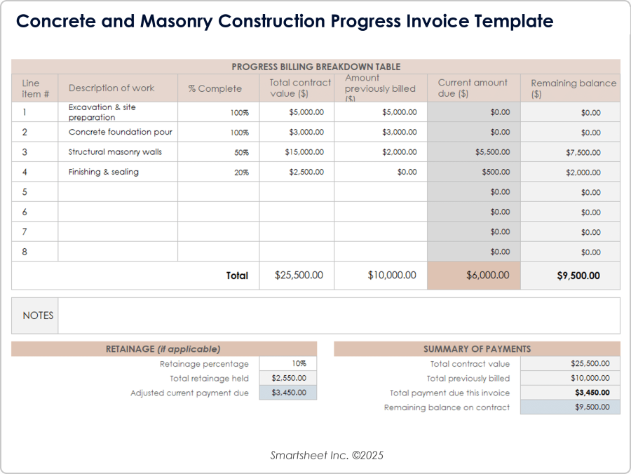 Free Construction Invoice Templates for Excel