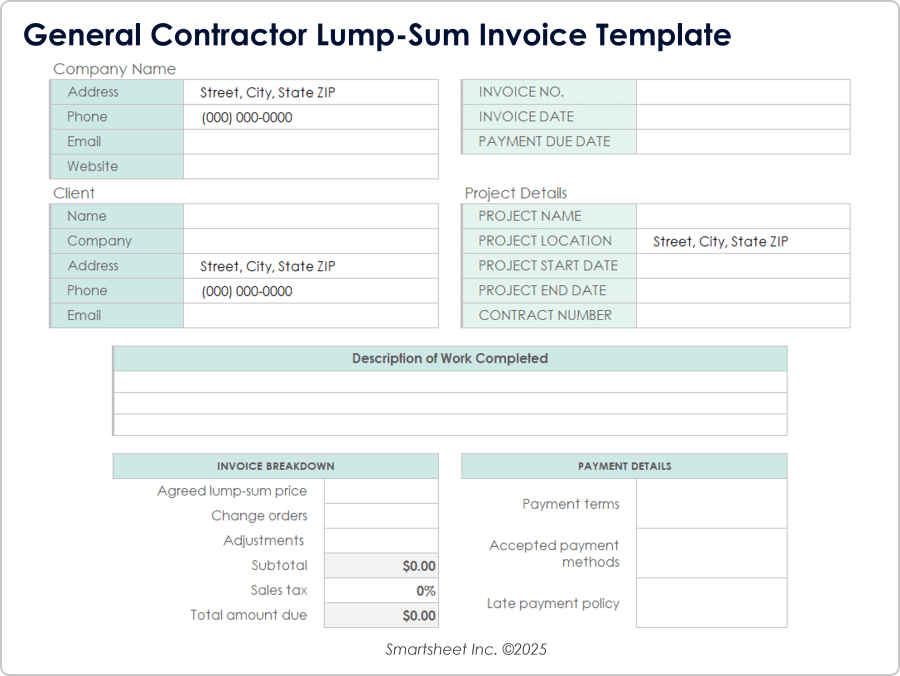 Free Construction Invoice Templates for Excel