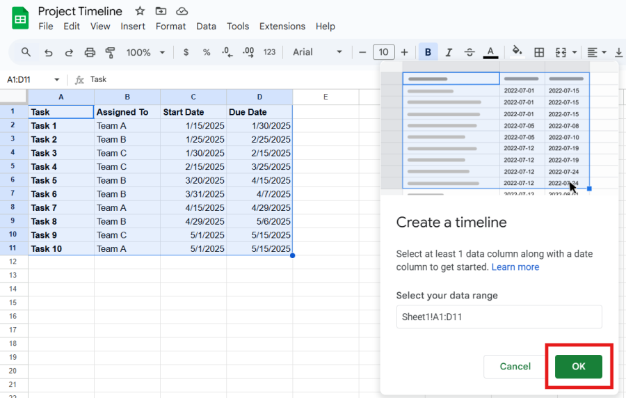 How to Create a Timeline in Google Sheets: Step-by-Step Guide & Video