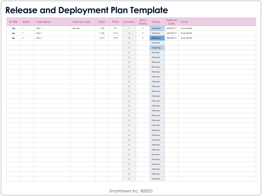 Free Product & Software Release Plan Templates