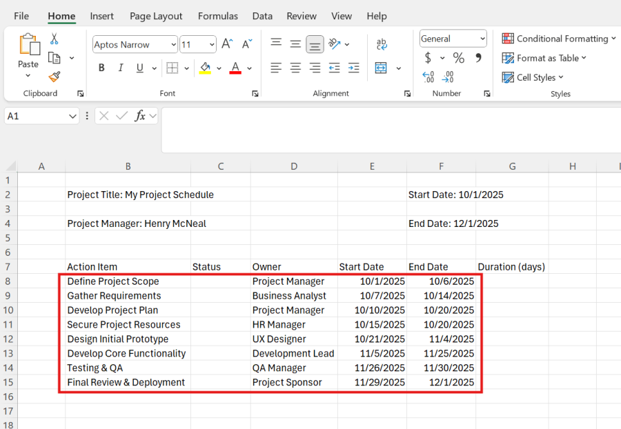 How to Make a Project Schedule in Excel With Video