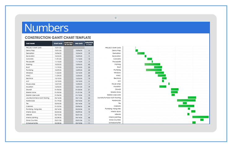 Free Gantt Templates for Apple Numbers on Mac | Smartsheet