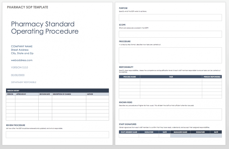 Standard Operating Procedures Templates | Smartsheet