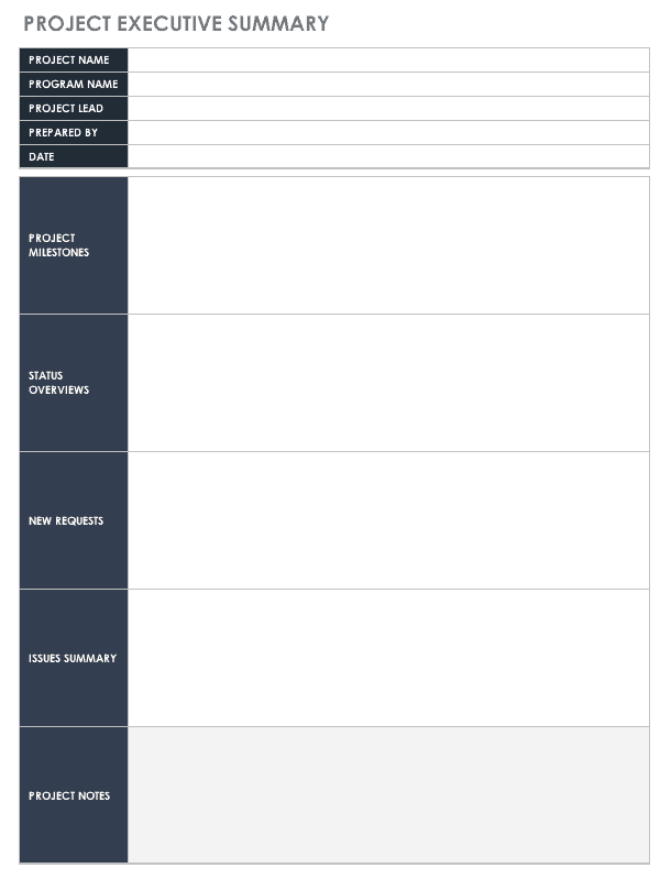 Free Project Summary Templates | Smartsheet