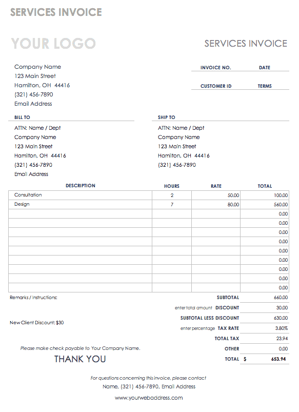 Free Excel Invoice Templates - Smartsheet