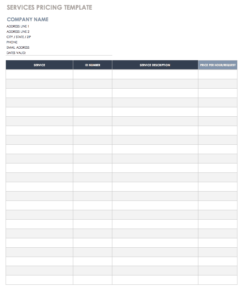 Free Price List Templates | Smartsheet