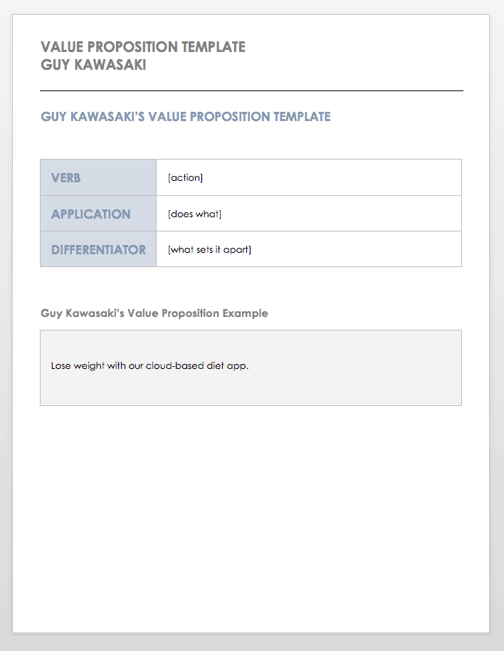 Free Value Proposition Templates | Smartsheet
