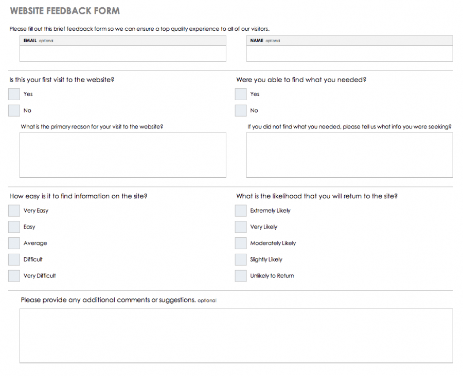 Free Feedback Form Templates | Smartsheet