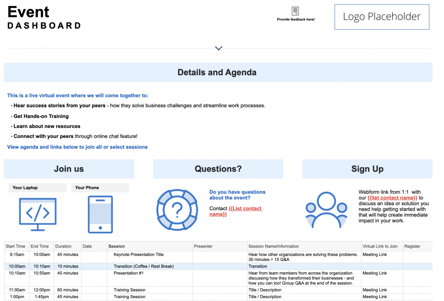 Event Planning (In-Person & Virtual) Template Set | Smartsheet