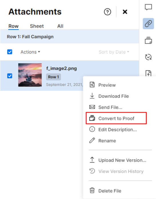Convert Attachments to Proofs | Smartsheet
